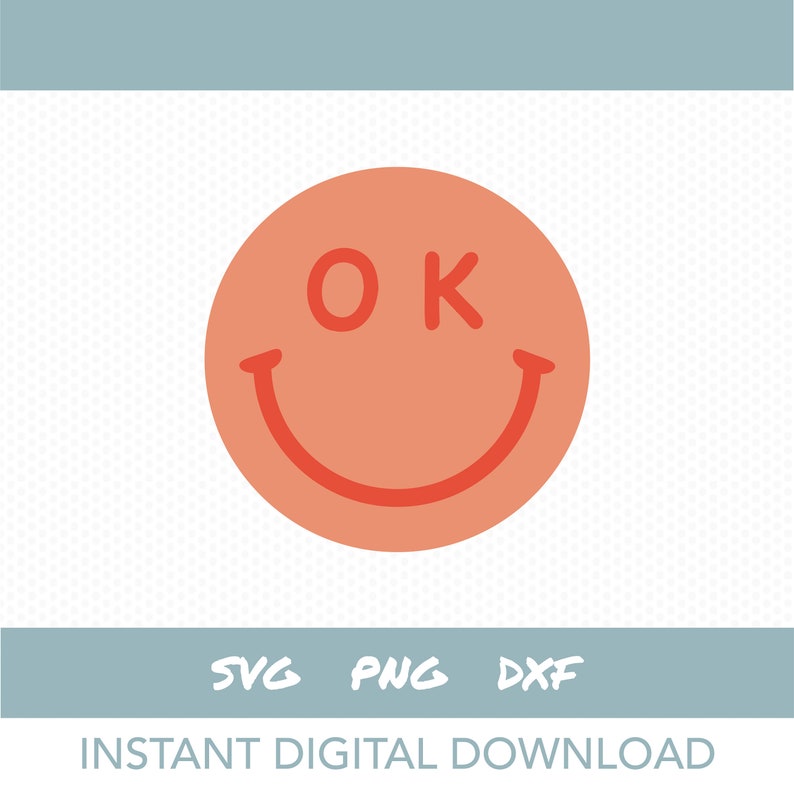 OK Smiley Face Pink Svg | OK Face Outline Png | Instant Digital ...