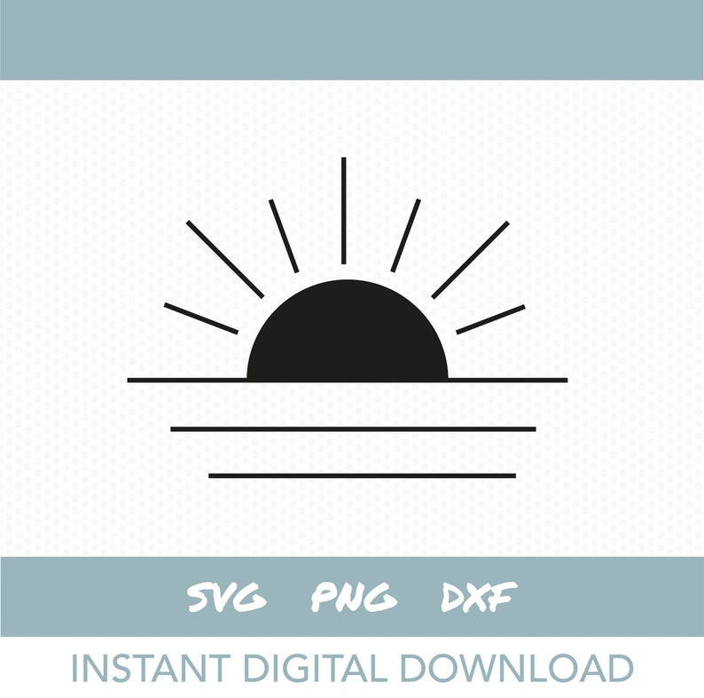 Sunshine Ocean SVG, Simple Sun and Ocean Clipart, Boho Sun Vector ...