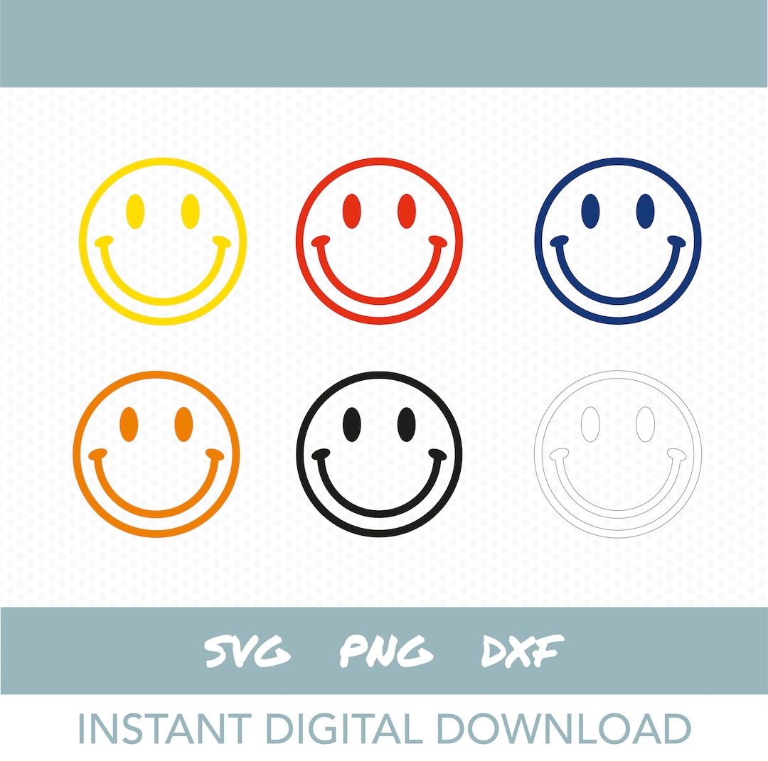 Smiley Face Colour Svg Bundle | Happy Face Bundle | Instant Digital ...