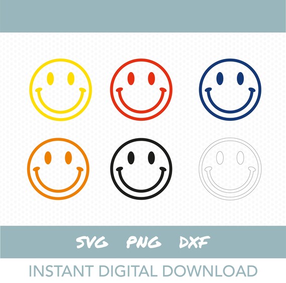 Smiley Face Colour Svg Bundle Happy Face Bundle Instant | Etsy