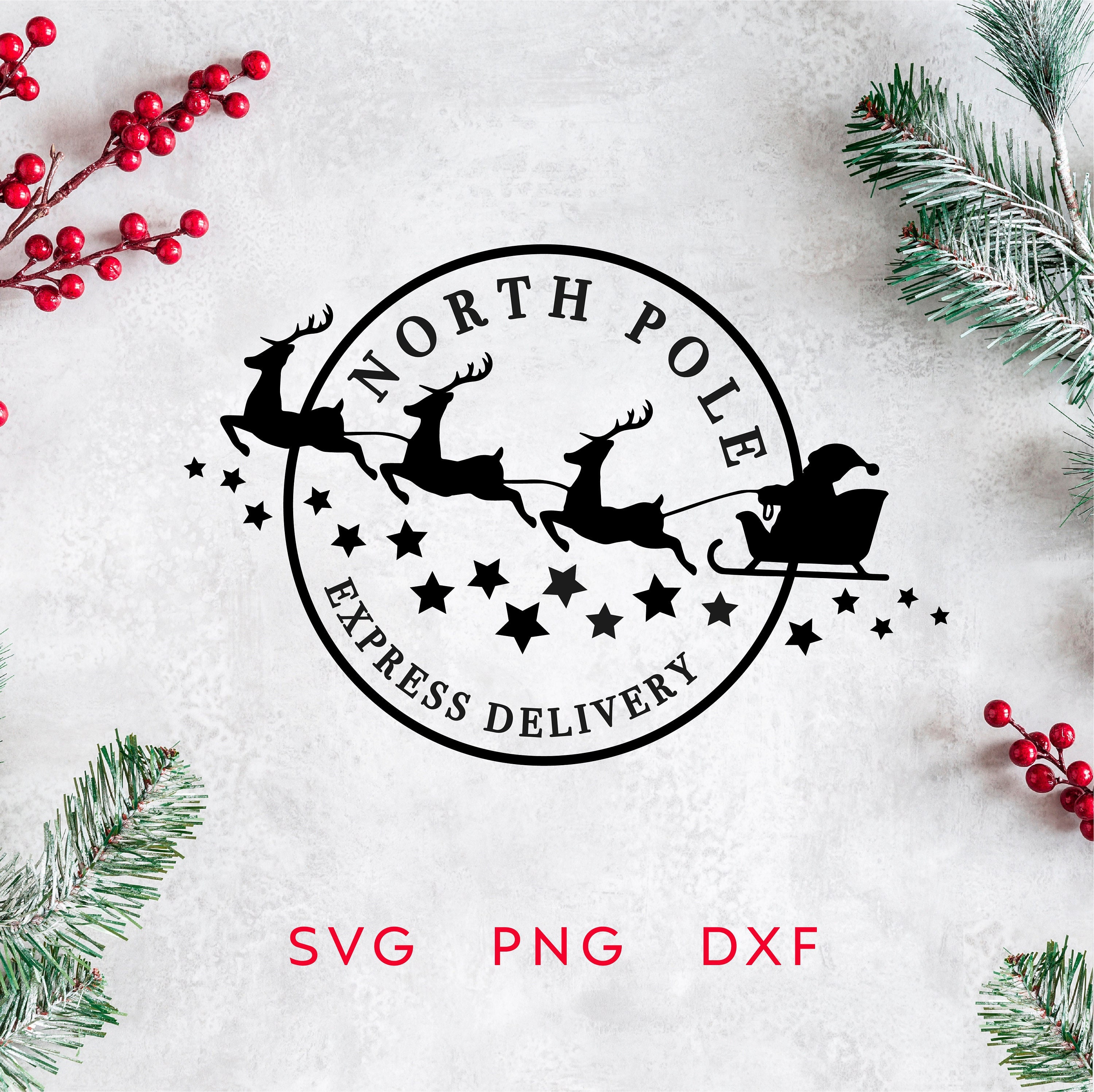 North Pole Express Delivery Stamp SVG | Christmas Delivery Sticker ...