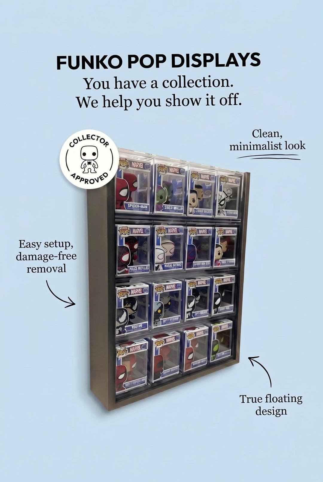Wall Mounted Funko Bitty Pop Display | Minimalist 3D Printed Shelf ...