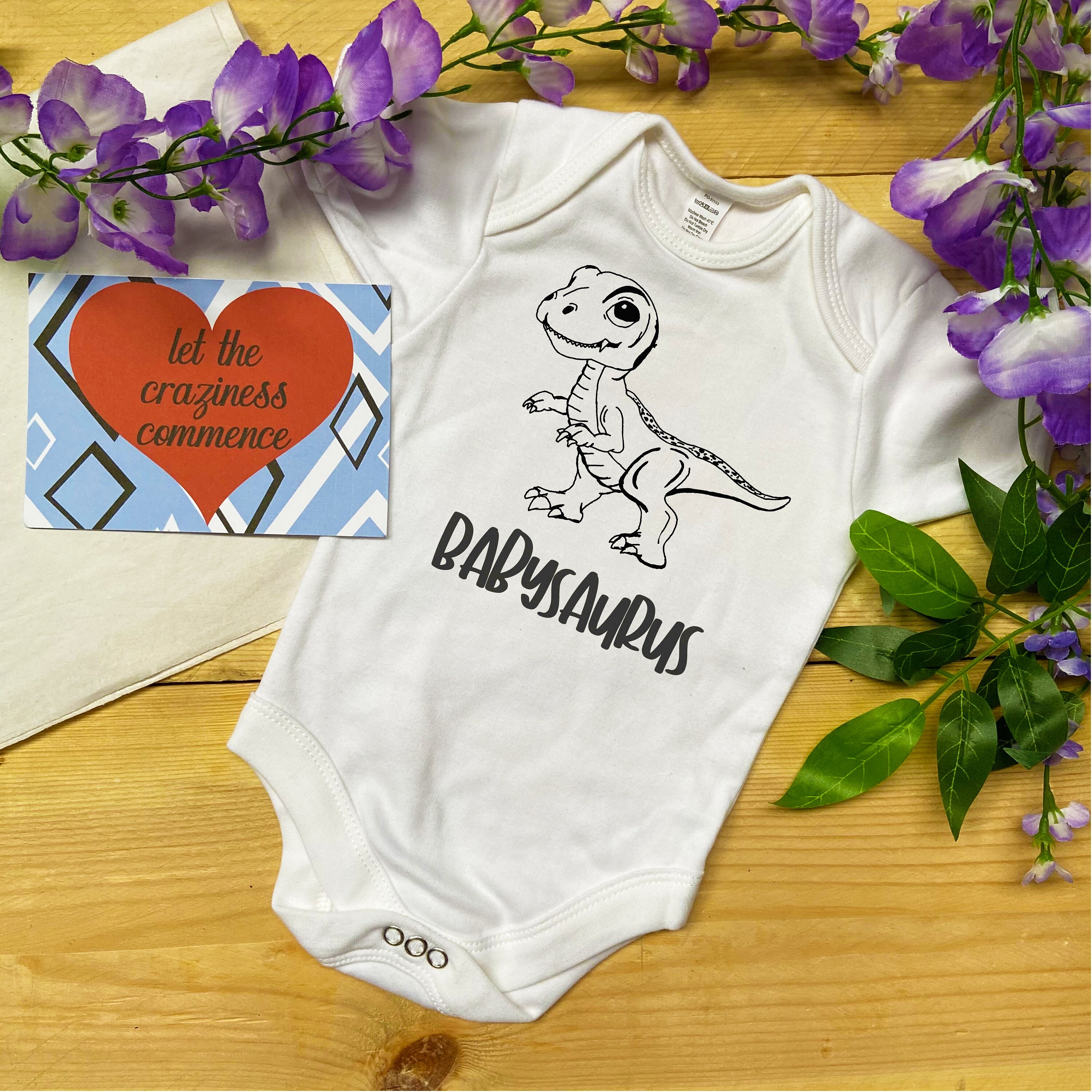 Babysaurus T-rex Pregnancy Announcement Baby Grow Gift / | Etsy