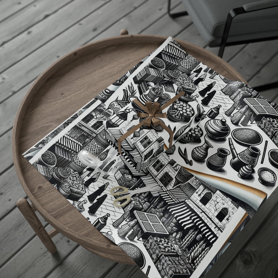 Palestinian Market Scene Wrapping Papers Palestine Art Wrapping Paper ...