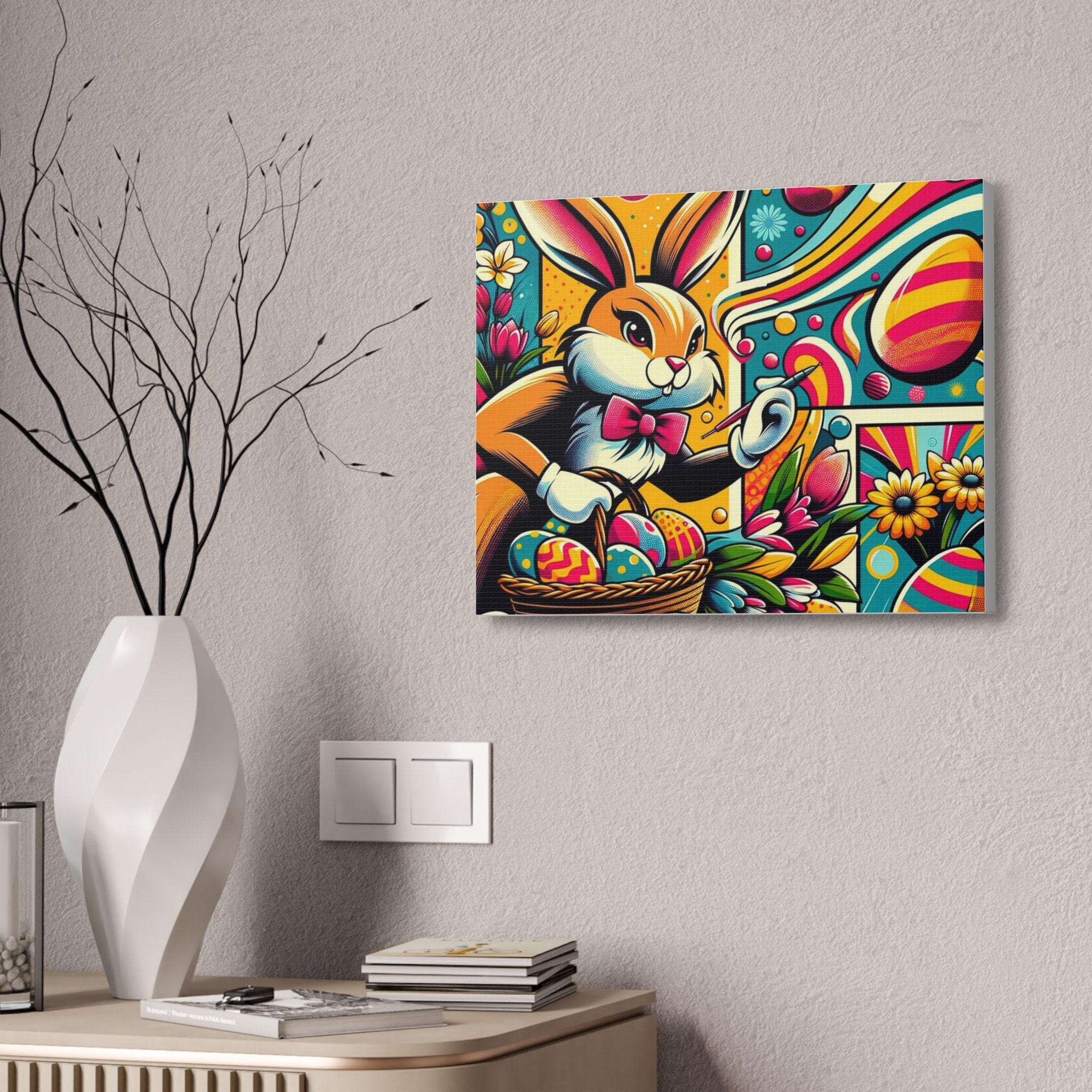 Easter Pop Art Canvas Bunny Pop Art Easter Bunny Wall Art Easter Eggs ...
