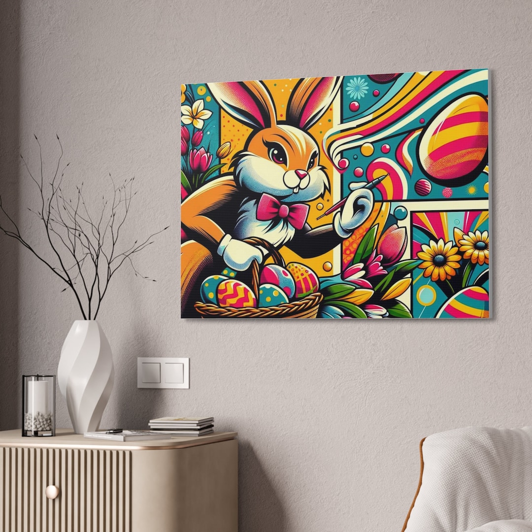 Easter Pop Art Canvas Bunny Pop Art Easter Bunny Wall Art Easter Eggs ...