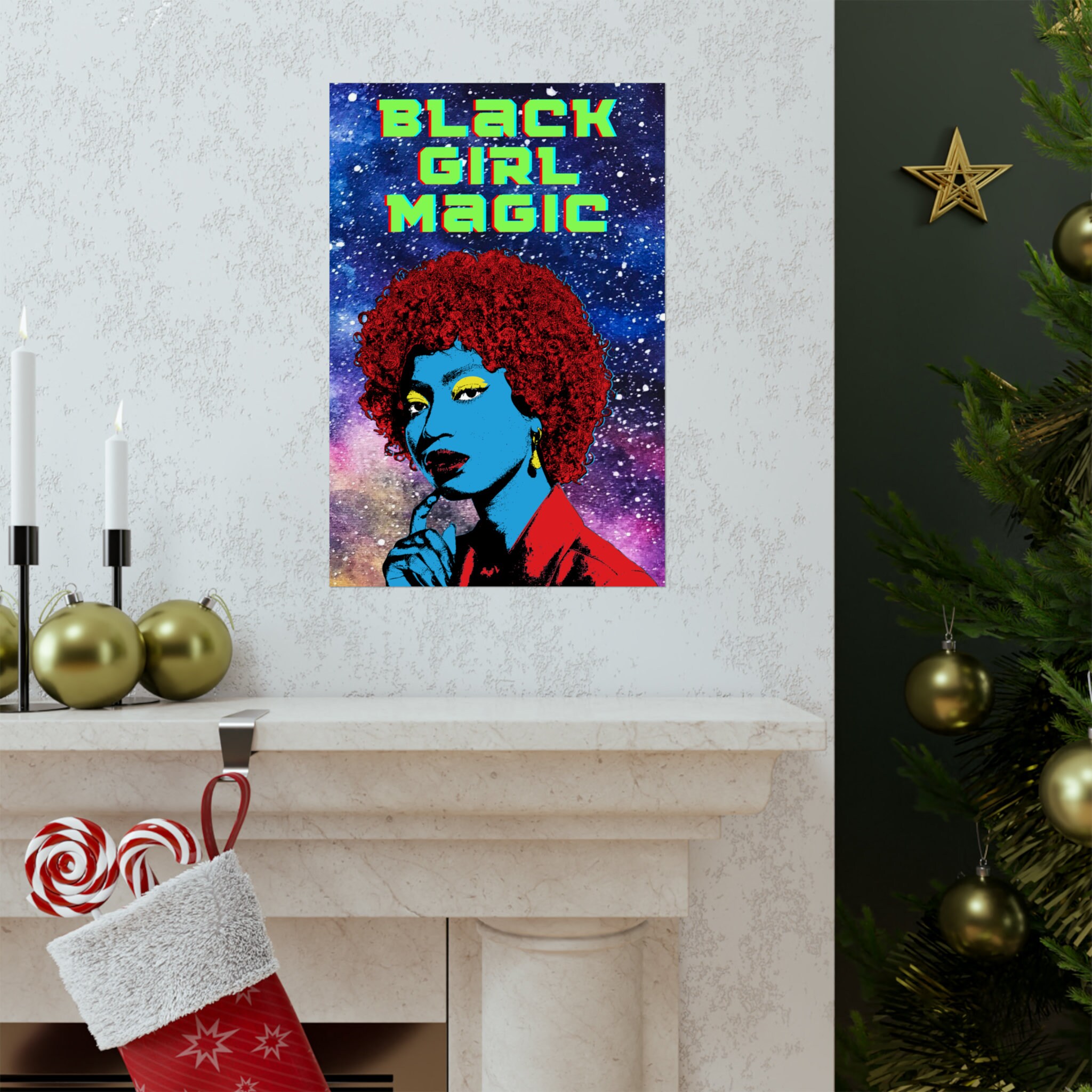 Afrofuturism Matte Vertical Posters Afrocentric Wall Decor Black Femininity Wall Art Black Girl ...