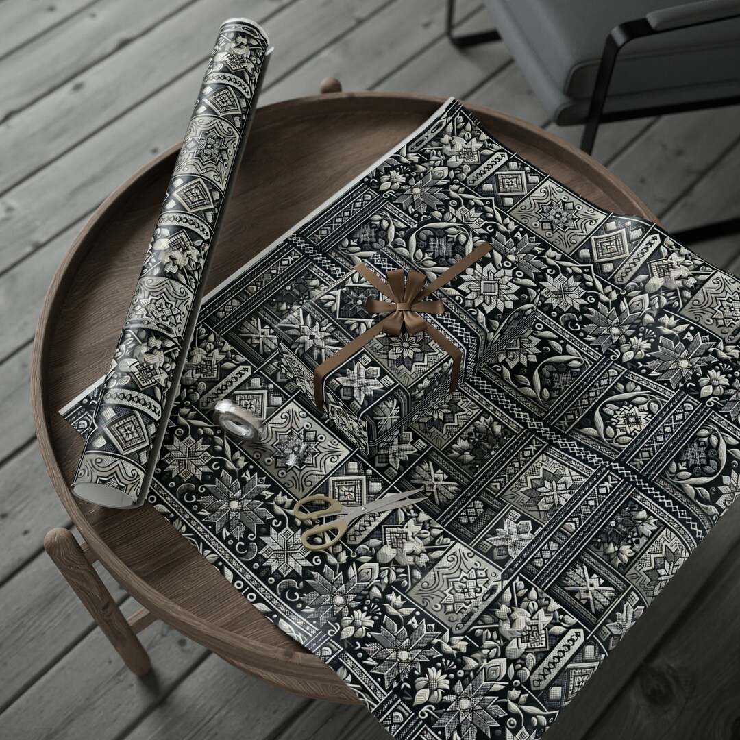 Modern Tatreez Embroidery Pattern Wrapping Papers - Palestinian ...