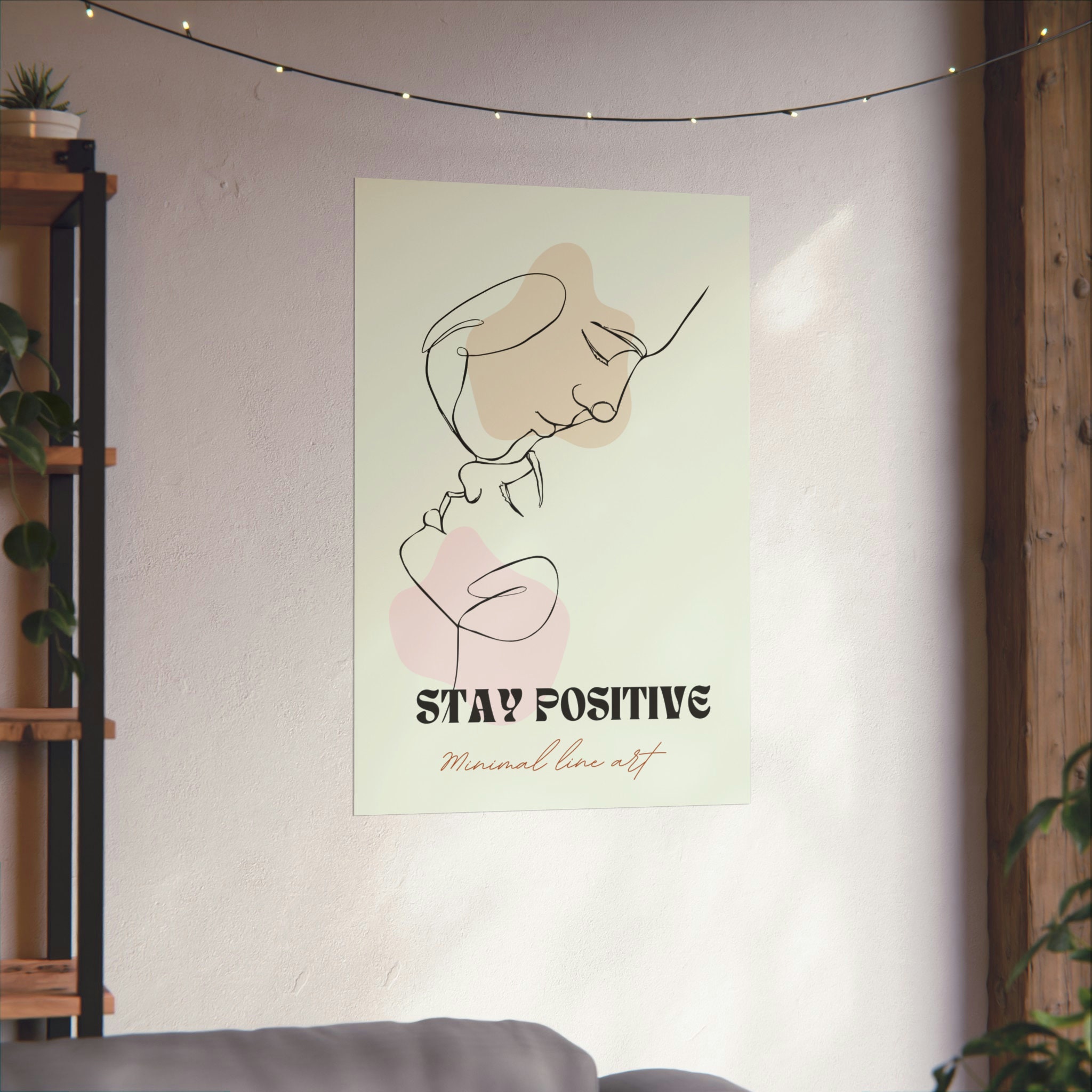 Couple Silhouette Wall Decor - Stay Positive Motivation Quote Poster ...