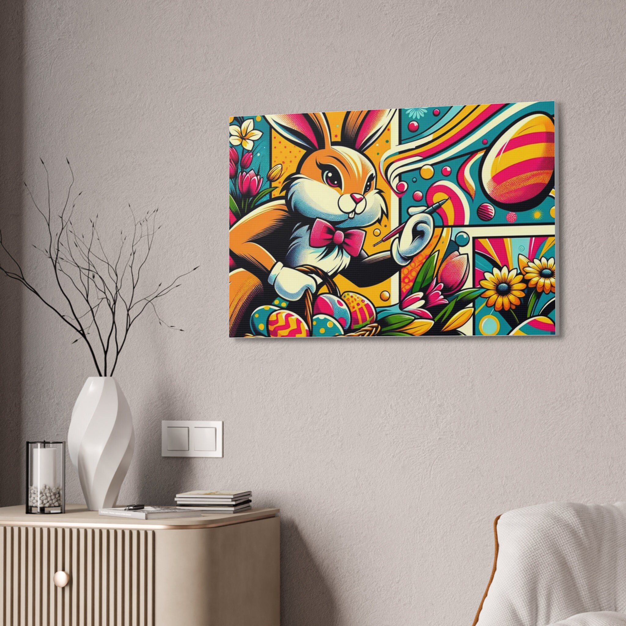 Easter Pop Art Canvas Bunny Pop Art Easter Bunny Wall Art Easter Eggs ...