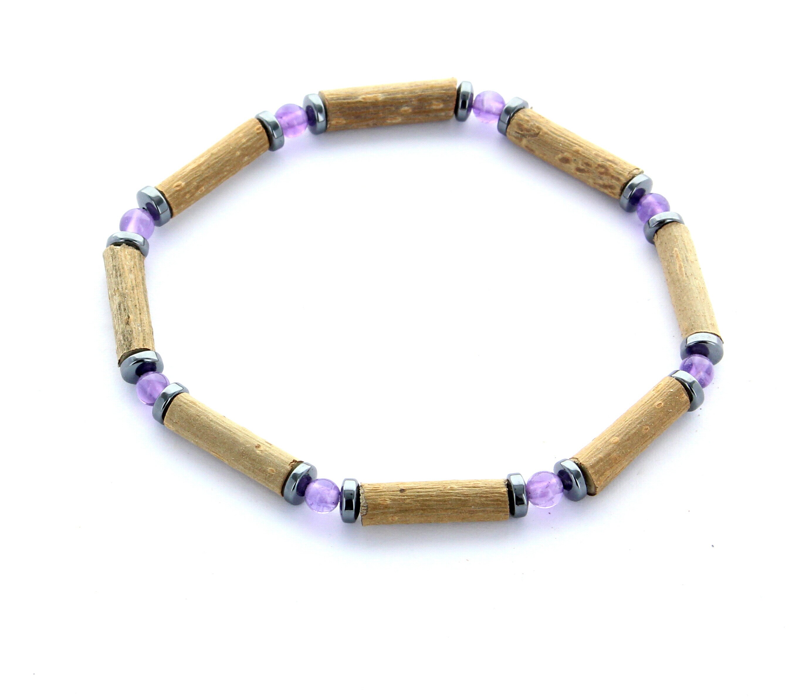 Bracelet in Hazel and Amethyst-hematite Stone Hazelwood - Etsy UK