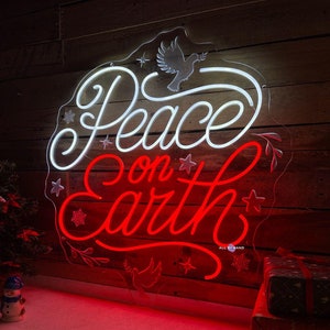Peace on Earth Lighted Outdoor Sign - Etsy