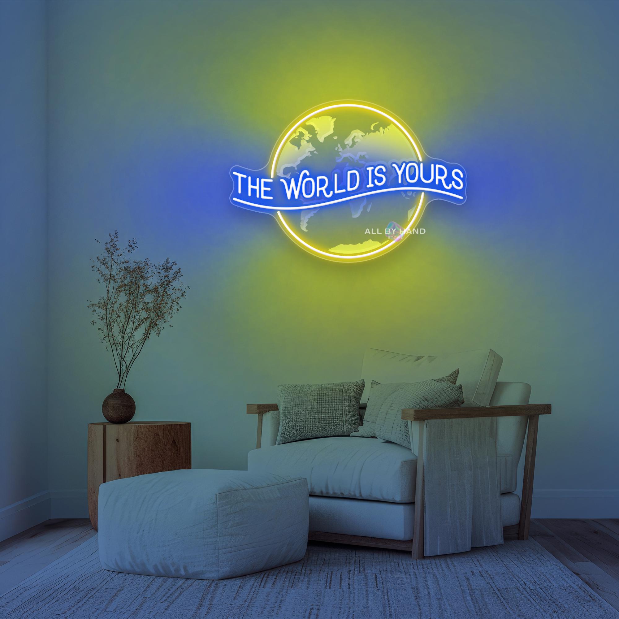 The World is Yours Neon Sign the World is Yours LED Light Custom Neon Sign Earth Neon Sign ...