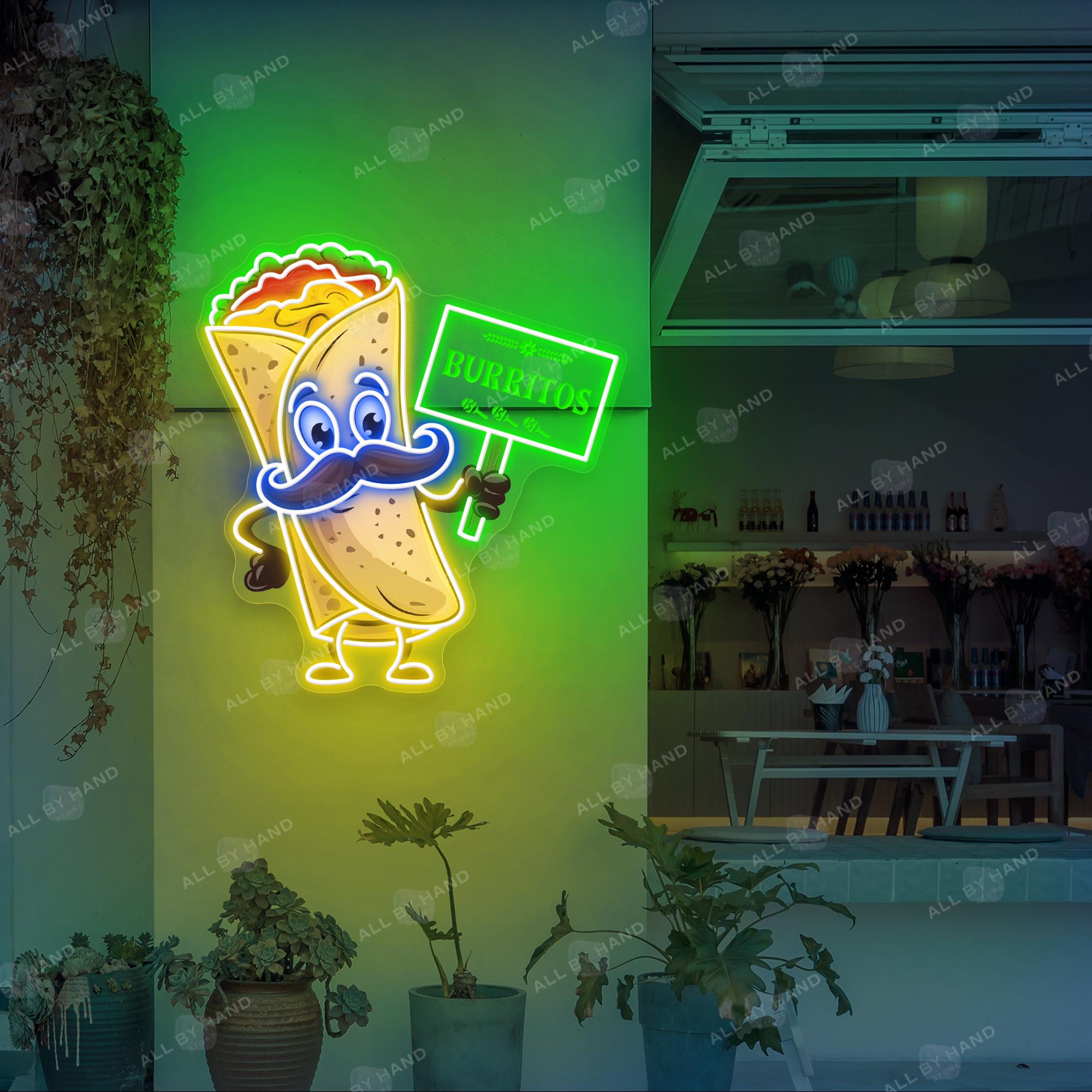 Burrito Neon Sign Burrito Led Light Mexico Burrito Led Light Burritos ...