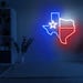 Texas Map Led Sign Texas Led Neon Sign Texas Wall Decors Cactus Neon ...