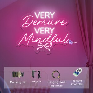 Very Demure Very Mindful Decoration Aesthetic Room Decor Trendy Neon ...