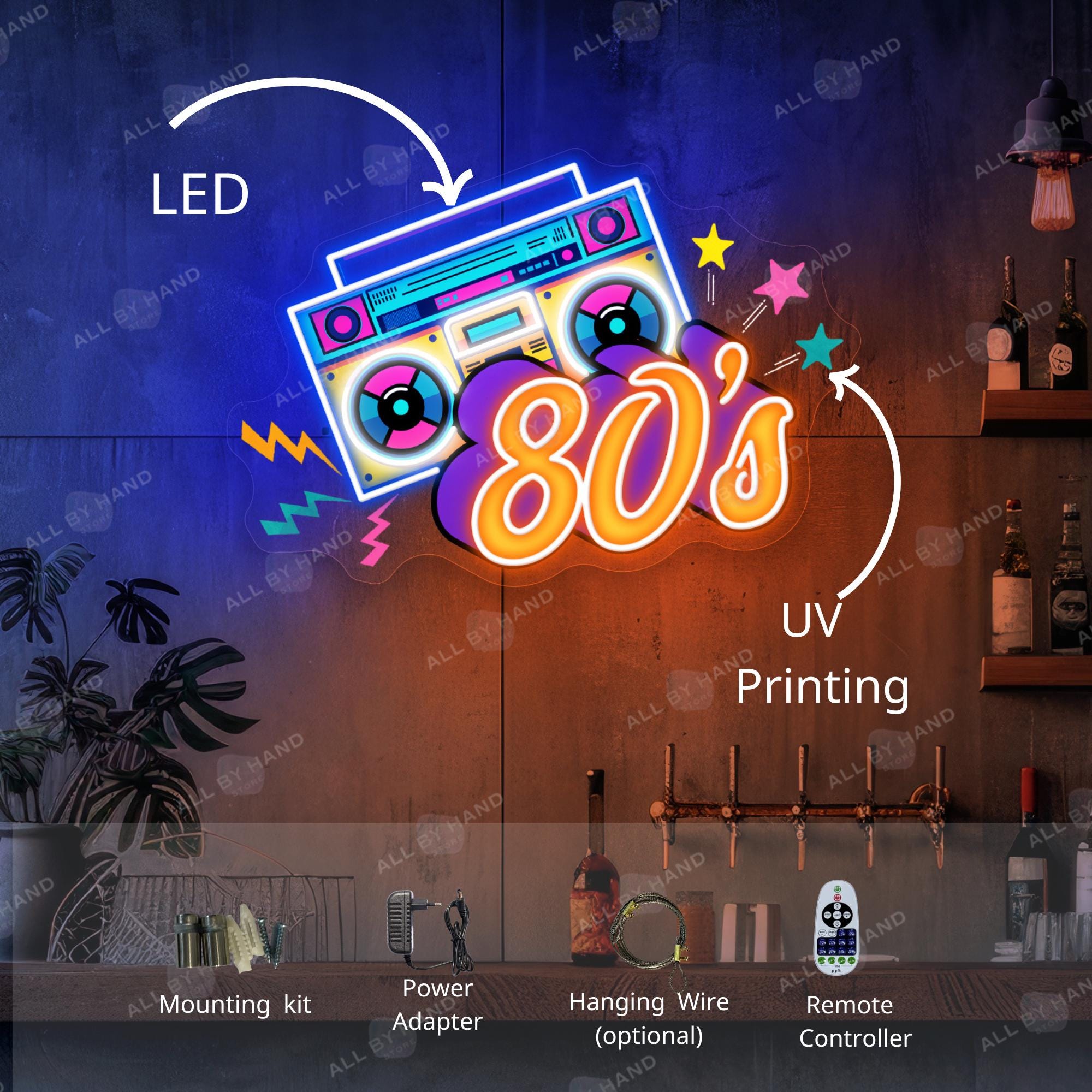 80s Neon Sign Custom Back to the 80s Retro Themed Party LED Neon Light Sign Personalized Disco ...