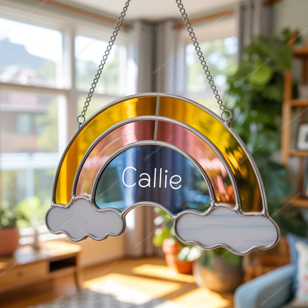 Stained Glass Pet Memorial Rainbow Suncatcher Window Rainbow Cloud ...