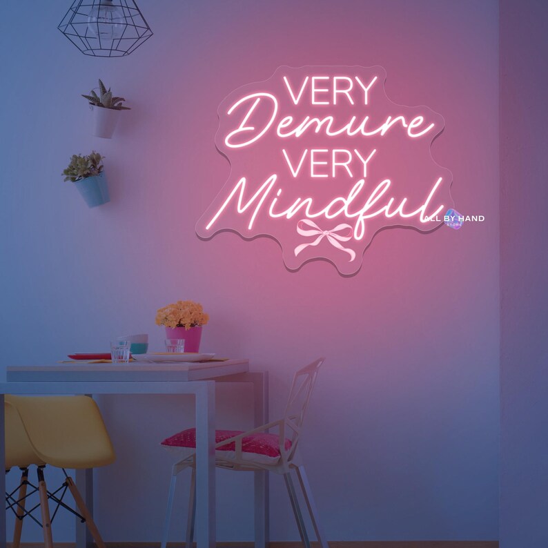 Very Demure Very Mindful Decoration Aesthetic Room Decor Trendy Neon ...
