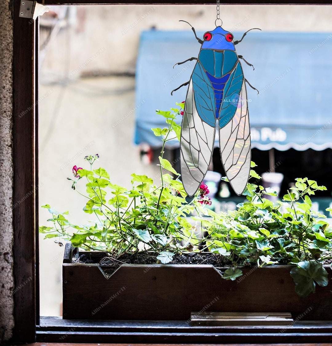 Cicada Stained Glass Window Hangings Valentines Gifts for Her Insect ...
