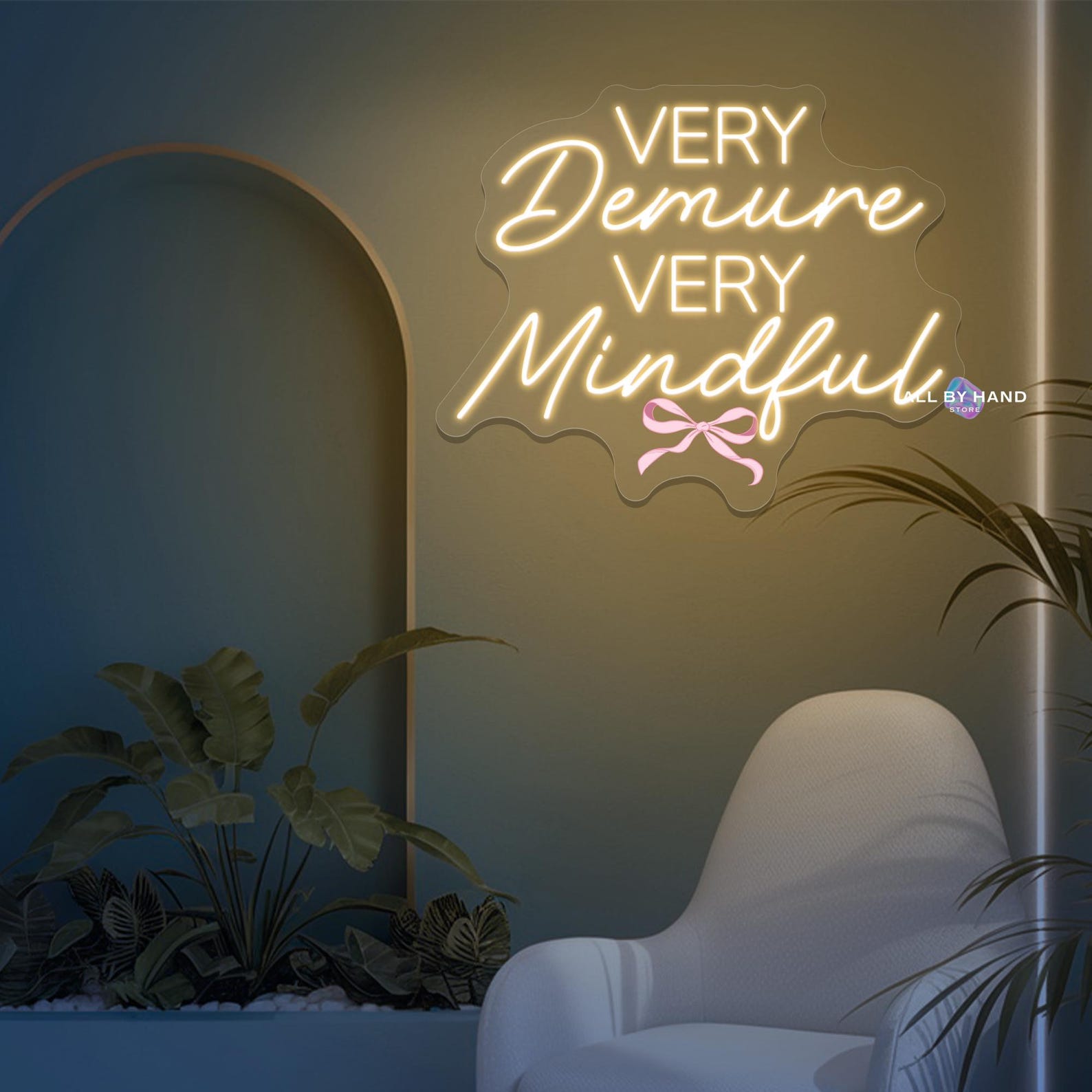 Very Demure Very Mindful Decoration Aesthetic Room Decor Trendy Neon ...