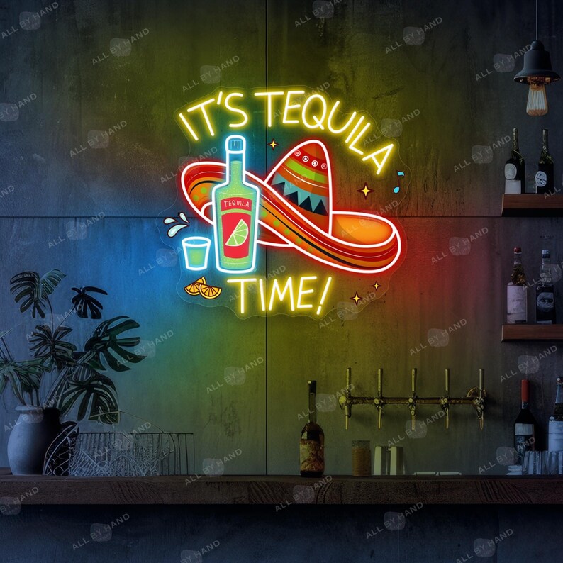 It's Tequila Time Neon Sign Tequila Mexican Led Sign Custom Tequila ...