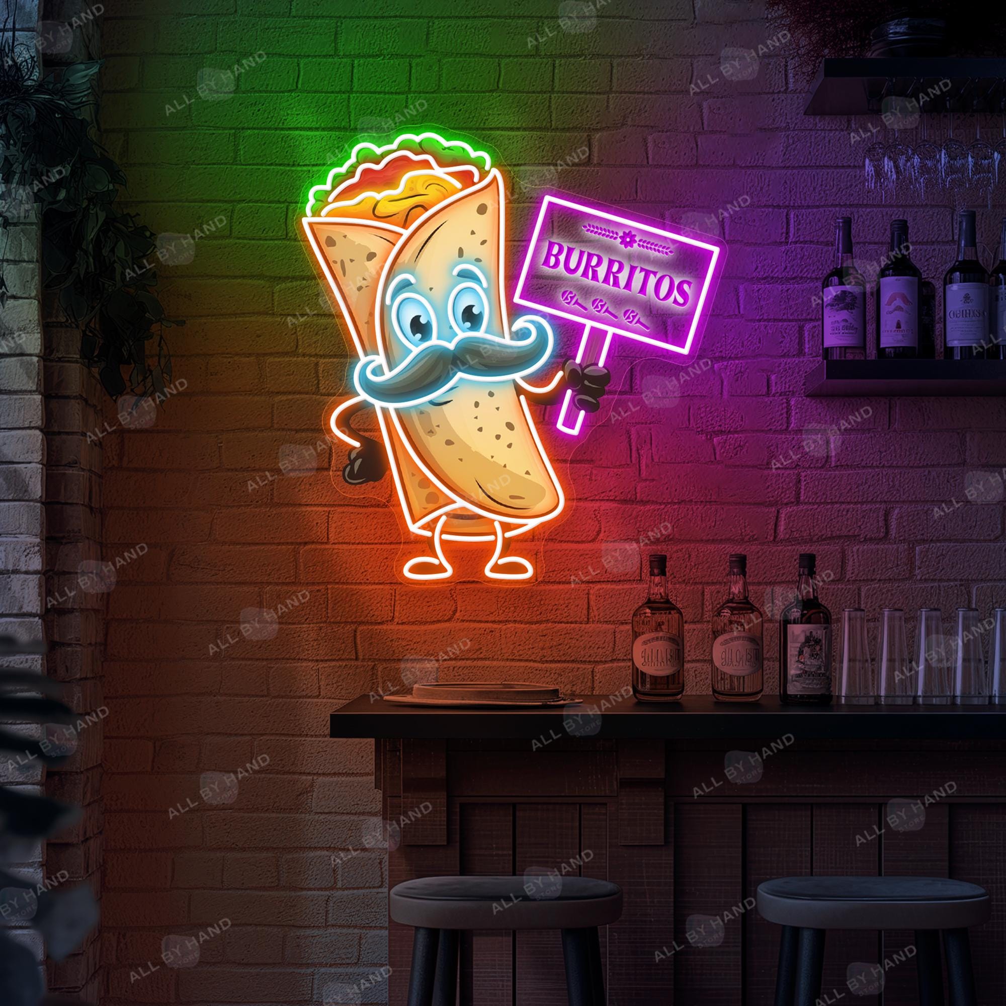 Burrito Neon Sign Burrito Led Light Mexico Burrito Led Light Burritos ...