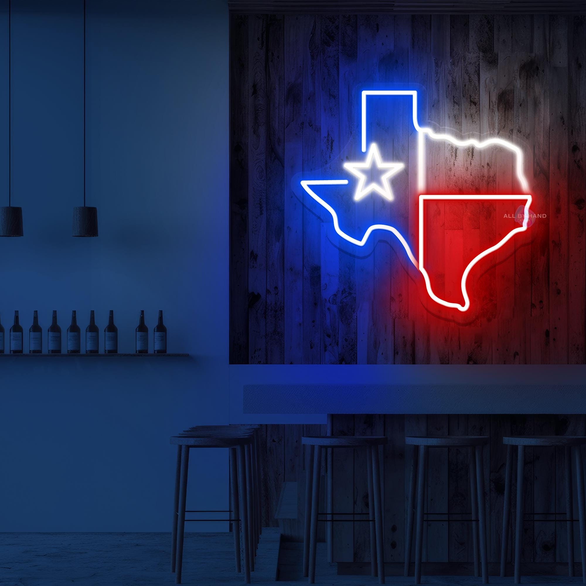 Texas Map Led Sign Texas Led Neon Sign Texas Wall Decors Cactus Neon ...