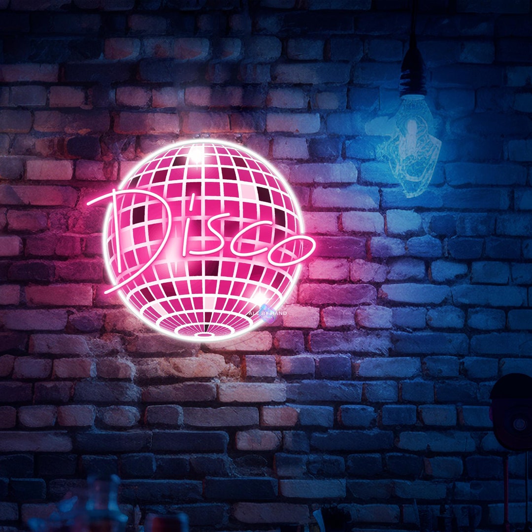 Disco Neon Sign Disco Ball Led Light Disco Party Neon Sign Dancing ...