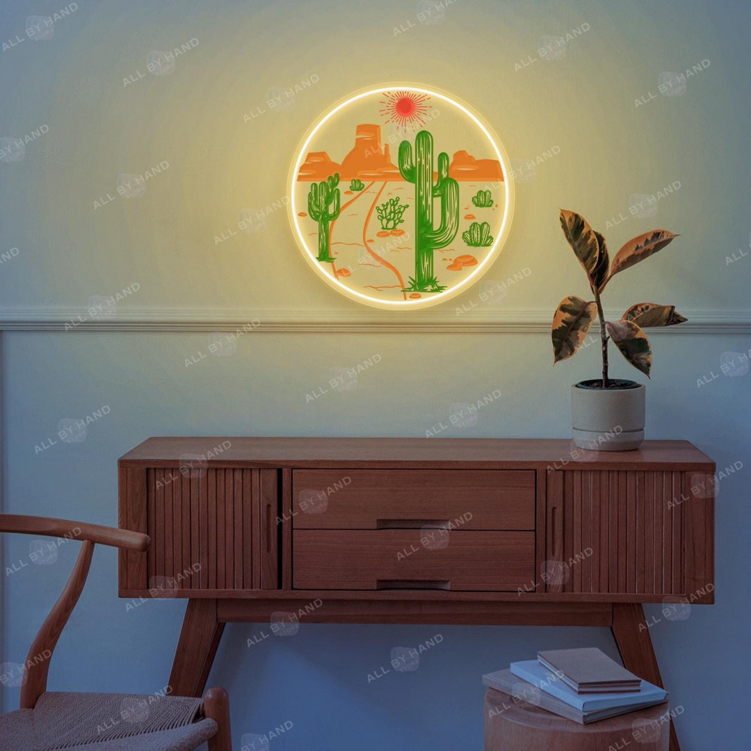 Cactus Neon Sign Cactus Desert LED Light Western Room Decor Desert ...