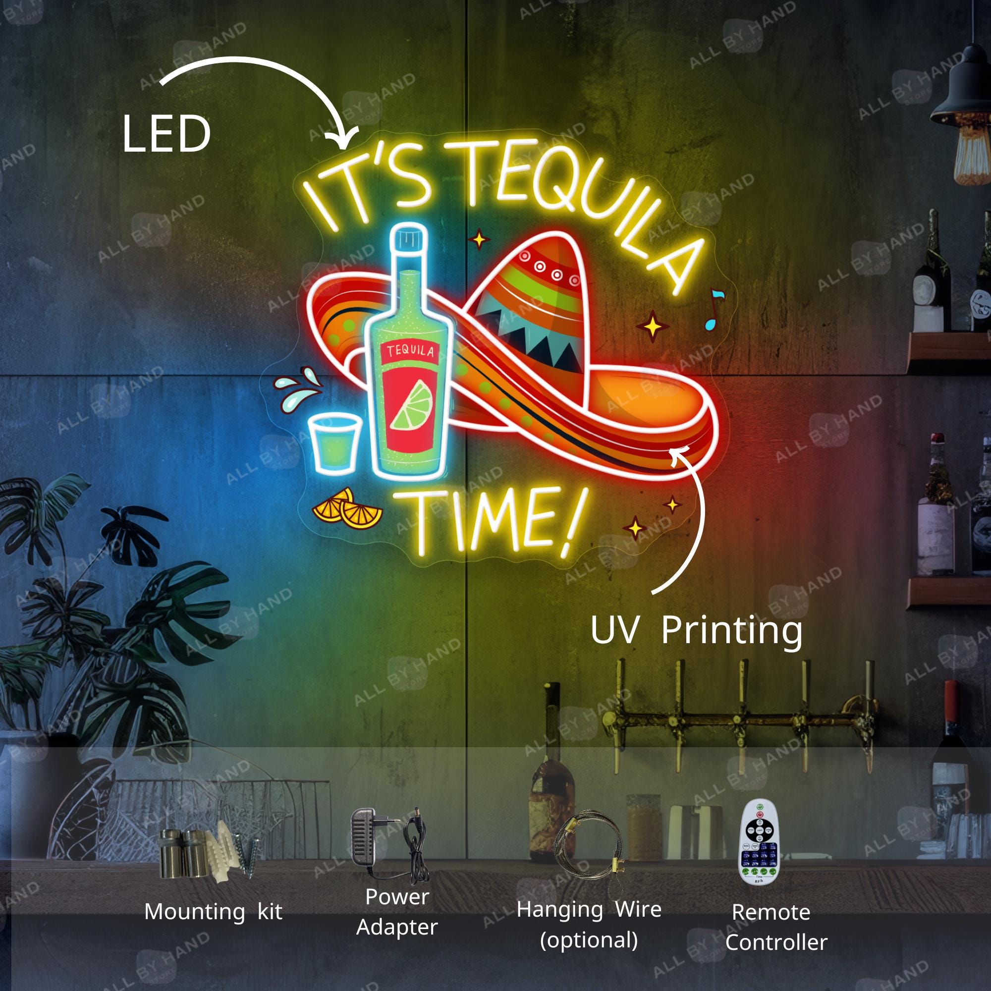 It's Tequila Time Neon Sign Tequila Mexican Led Sign Custom Tequila ...