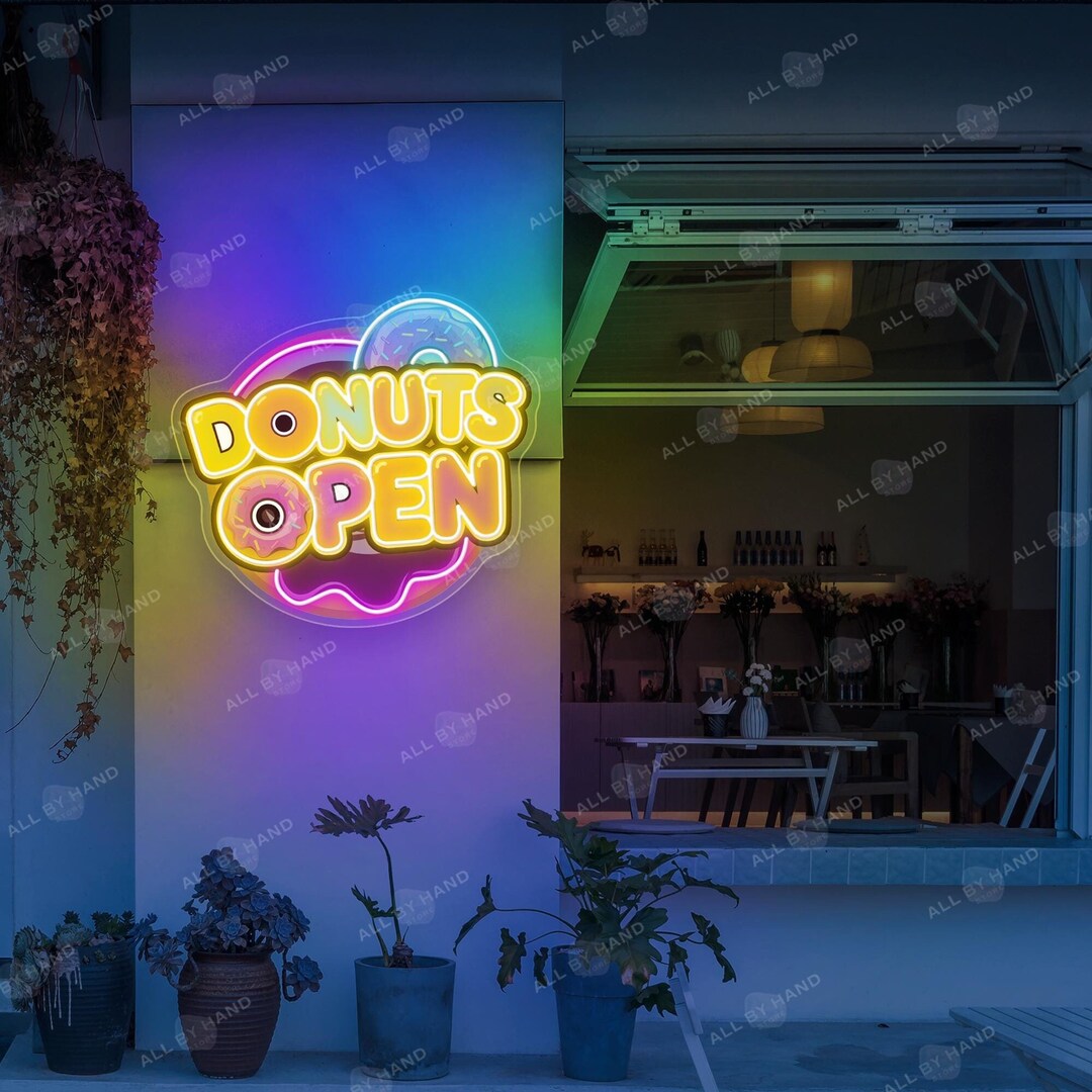 Donuts Open Neon Sign Donuts LED Light Custom Donuts Open Shop Neon ...