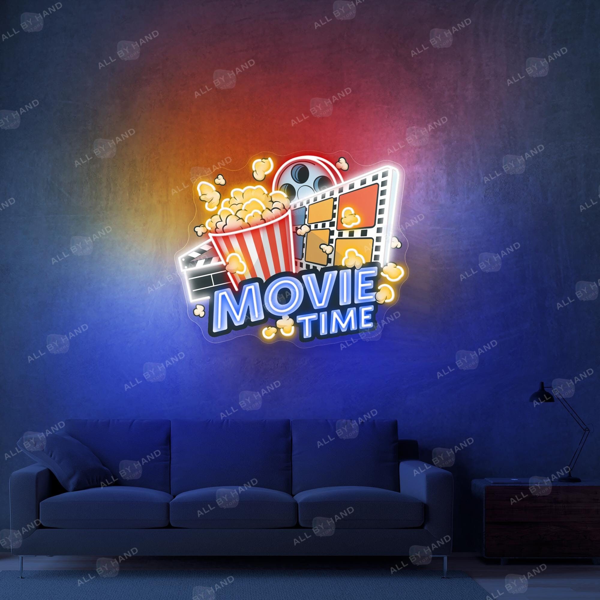 Movie Time Neon Sign Movie Night LED Light Custom Movie Time Led Sign ...