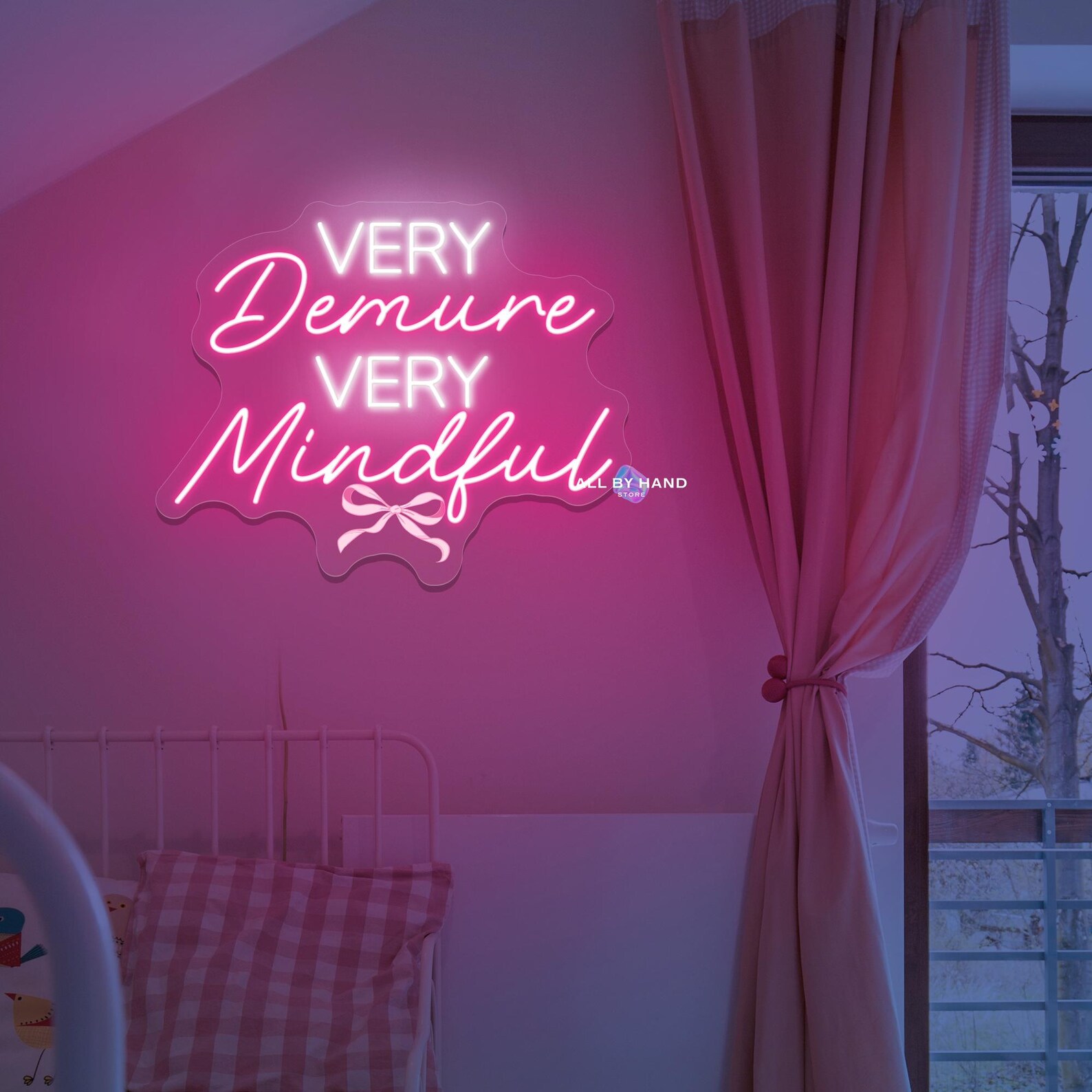 Very Demure Very Mindful Decoration Aesthetic Room Decor Trendy Neon ...