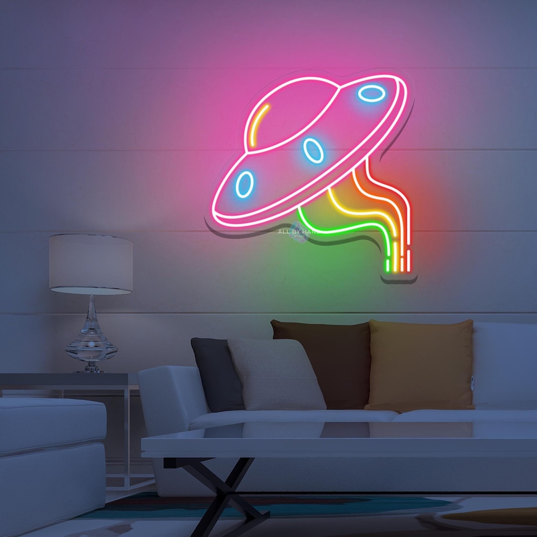 UFO Neon Sign UFO Led Light Custom Led Light for Bedroom UFO Sign Room ...