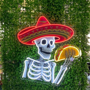 Skull and Tacos Neon Sign Skeleton Tacos Led Sign Tacos Shop Neon Sign ...