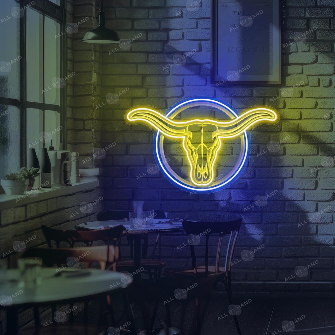 Texas Longhorn Bull Neon Sign Texas Longhorn Neon Light Custom Texas ...