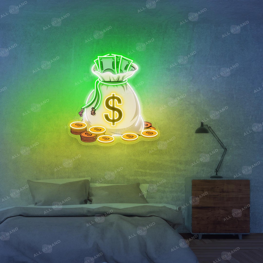Money Bag Neon Sign Money LED Light for Wall Decor Dollar Neon Sign ...