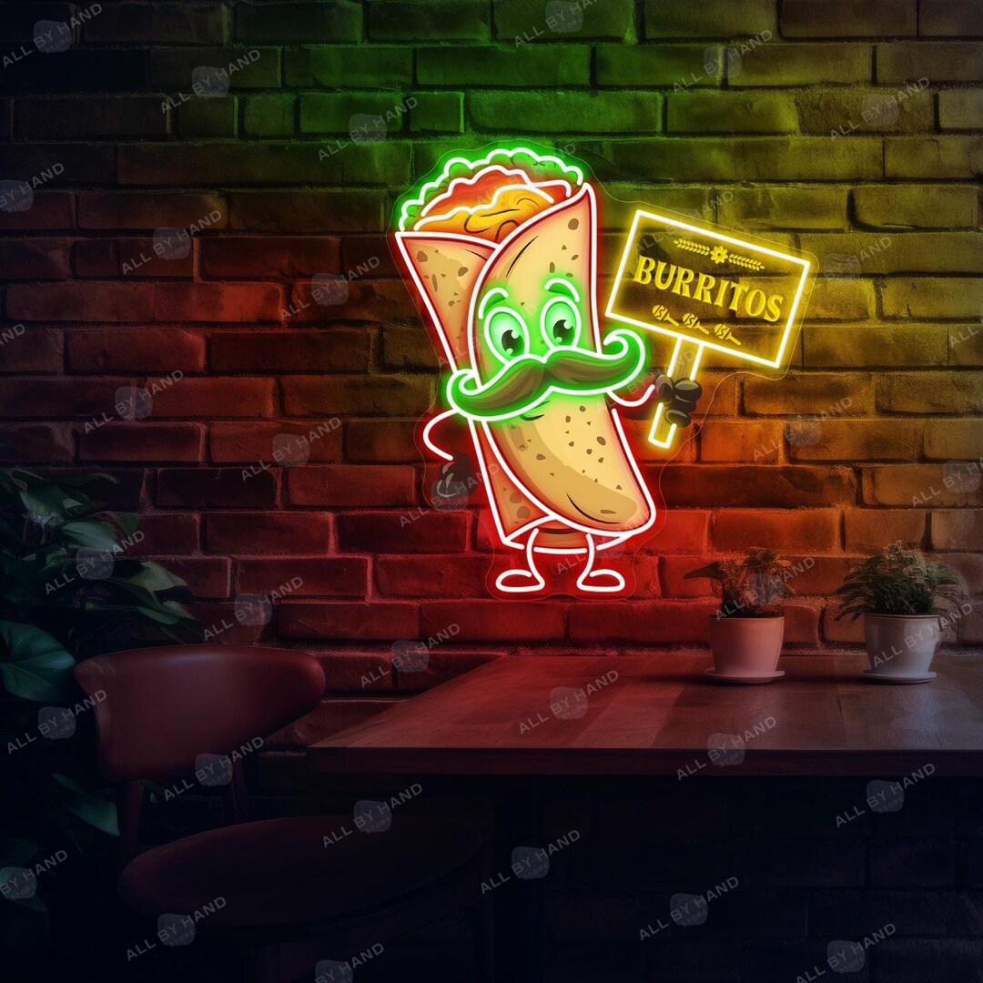 Burrito Neon Sign Burrito Led Light Mexico Burrito Led Light Burritos ...