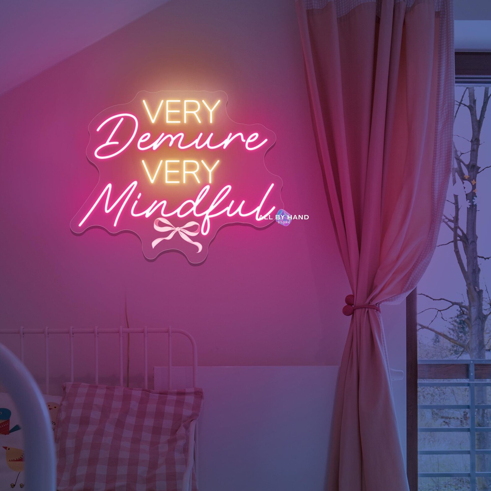 Very Demure Very Mindful Decoration Aesthetic Room Decor Trendy Neon ...