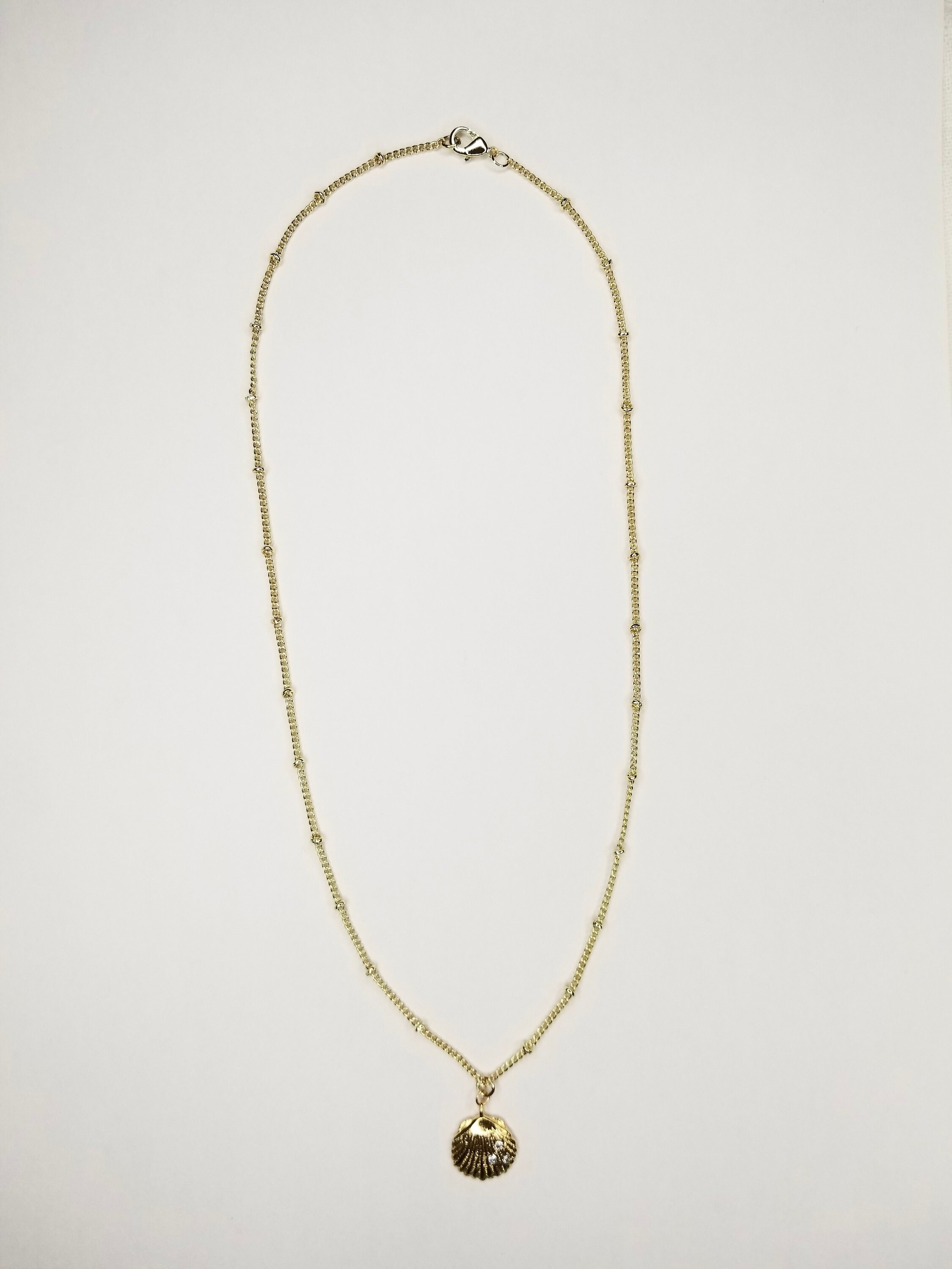 Shell Charm With CZ Diamonds - Layering Necklace - Dainty Gold Charm ...