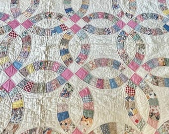 Antique Double Wedding Ring Quilt - Etsy