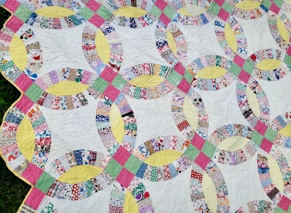 Antique Double Wedding Ring Quilt - Etsy