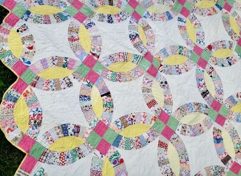 Antique Double Wedding Ring Quilt - Etsy