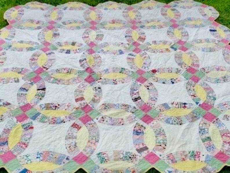 Antique Double Wedding Ring Quilt - Etsy