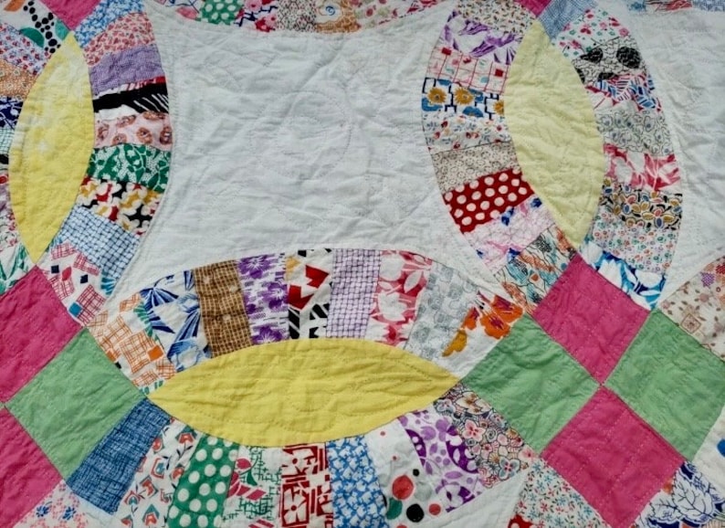 Antique Double Wedding Ring Quilt - Etsy