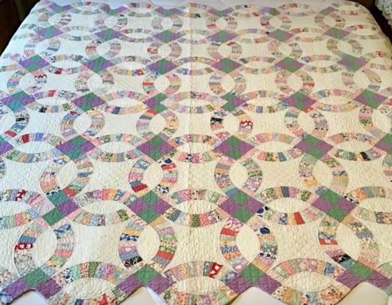 Antique Double Wedding Ring Quilt - Etsy