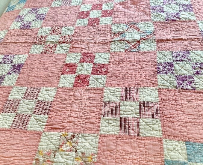 Antique Vintage Nine Patch Quilt - Etsy