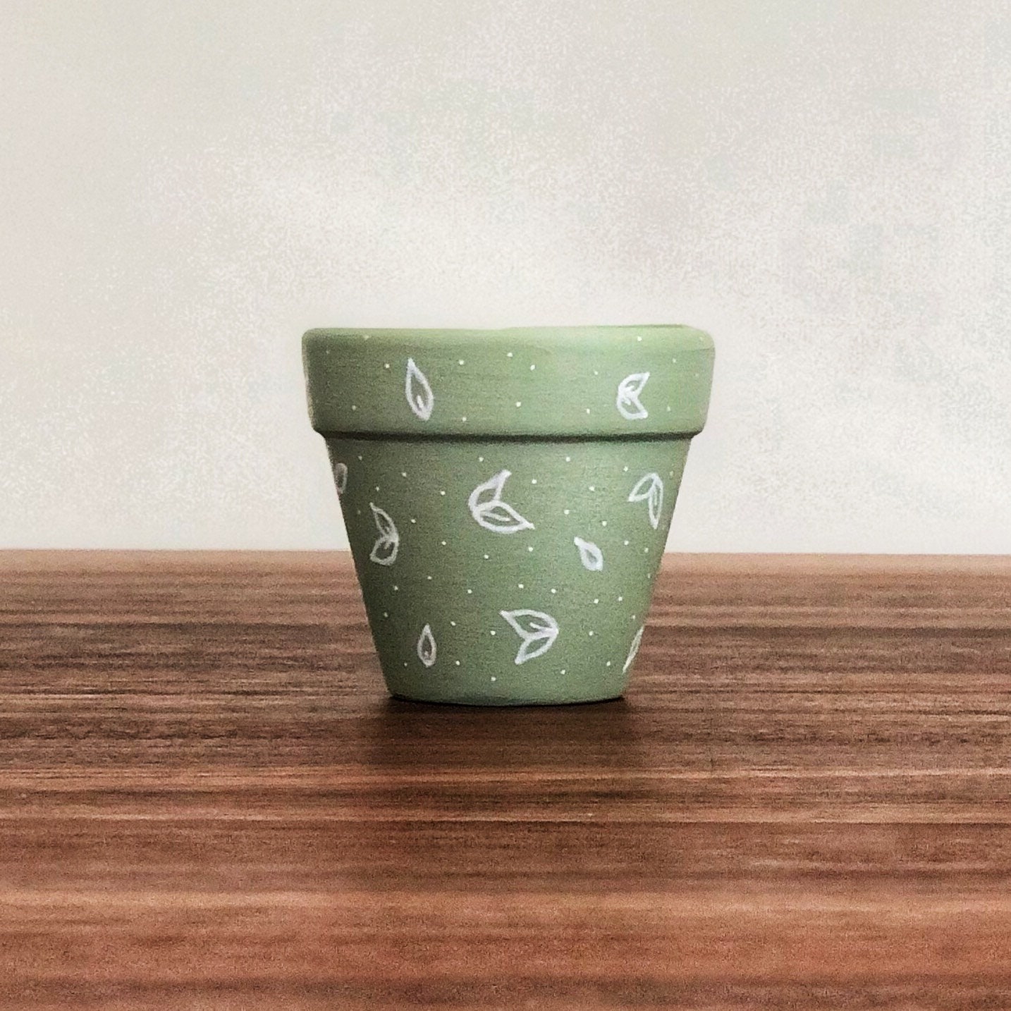 Sage Green Hand Painted Terracotta Planter Pot With White - Etsy