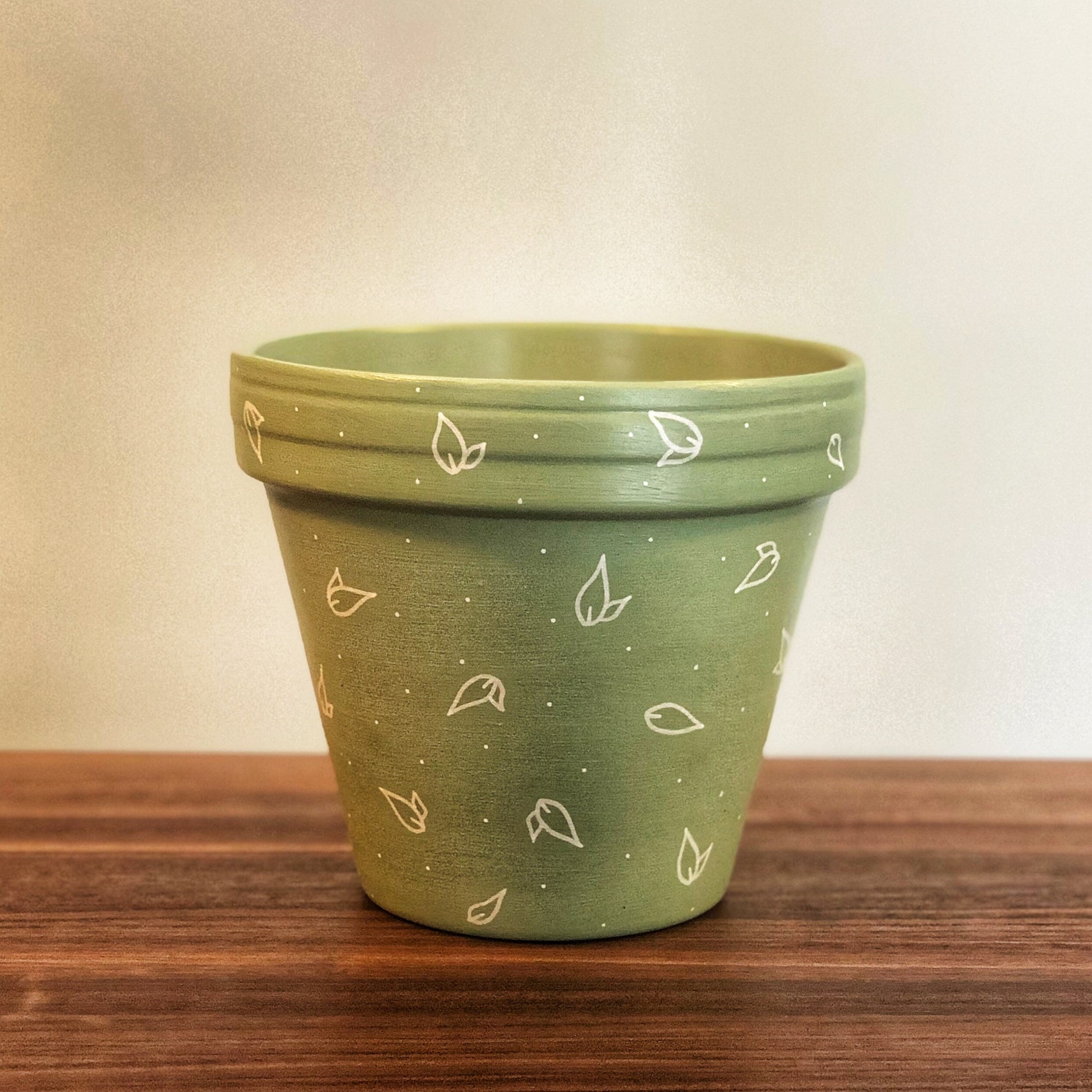 Sage Green Hand Painted Terracotta Planter Pot With White - Etsy